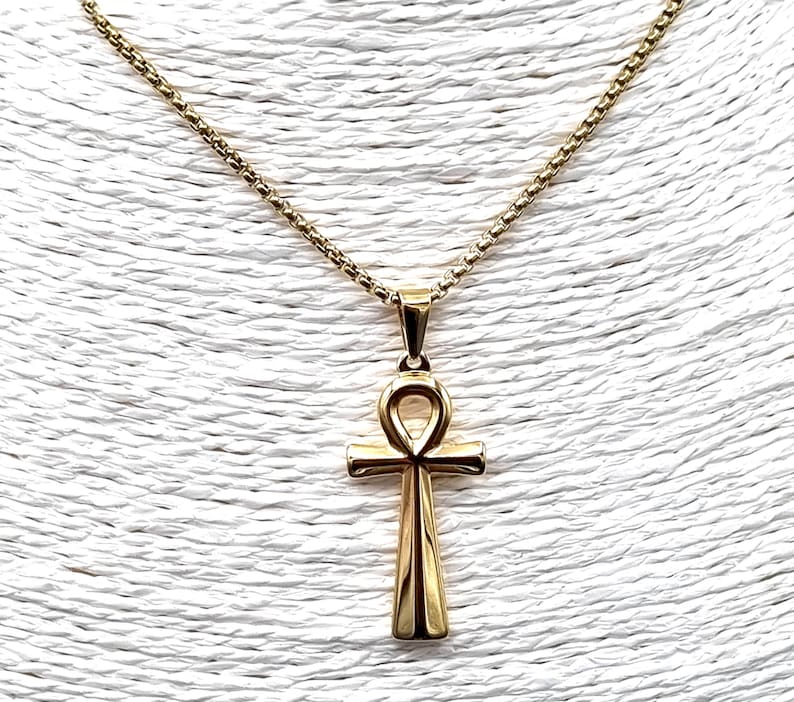 Ankh Cross Necklace, Stainless Steel Gold Ankh Pendant Necklace ...