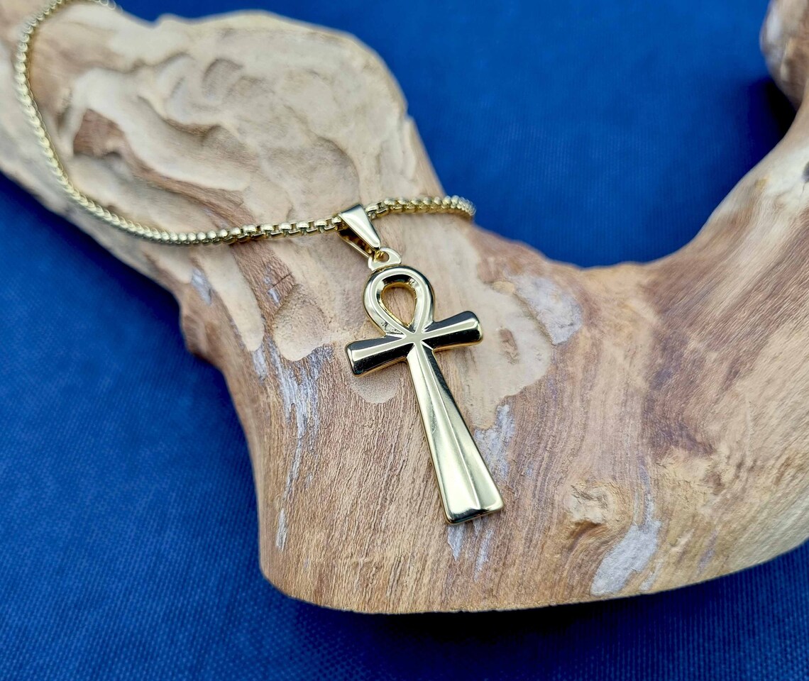 Ankh Cross Necklace Stainless Steel Gold Ankh Pendant - Etsy