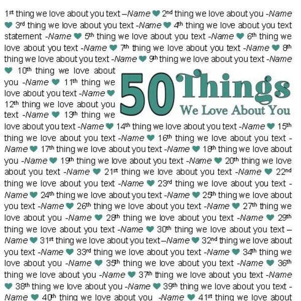 50 Things We Love About You - Etsy