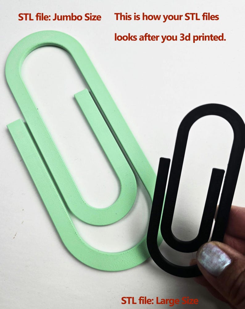 Jumbo Paper Clip STL Files: 3D Printer Models (digital Download) - Etsy