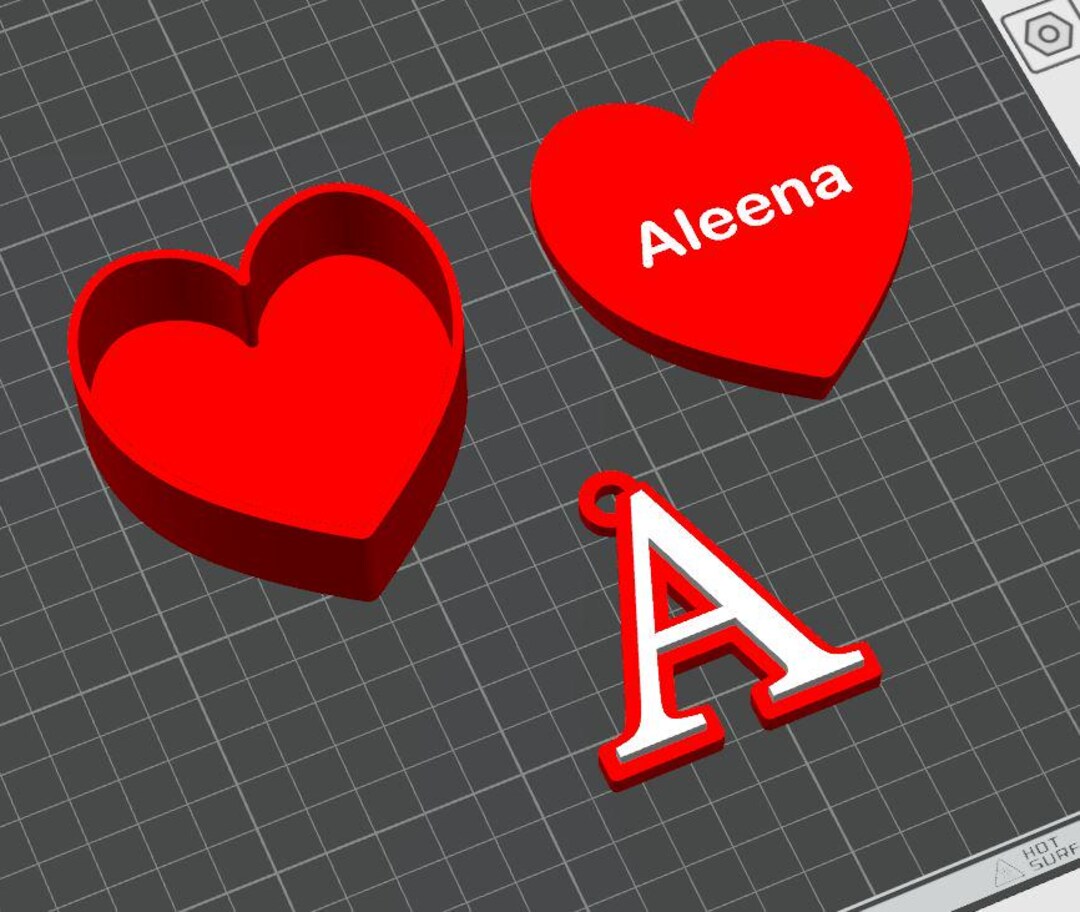 Custom STL Files /name Heart-shaped Box AND Letter Keychain STL Files/2 ...