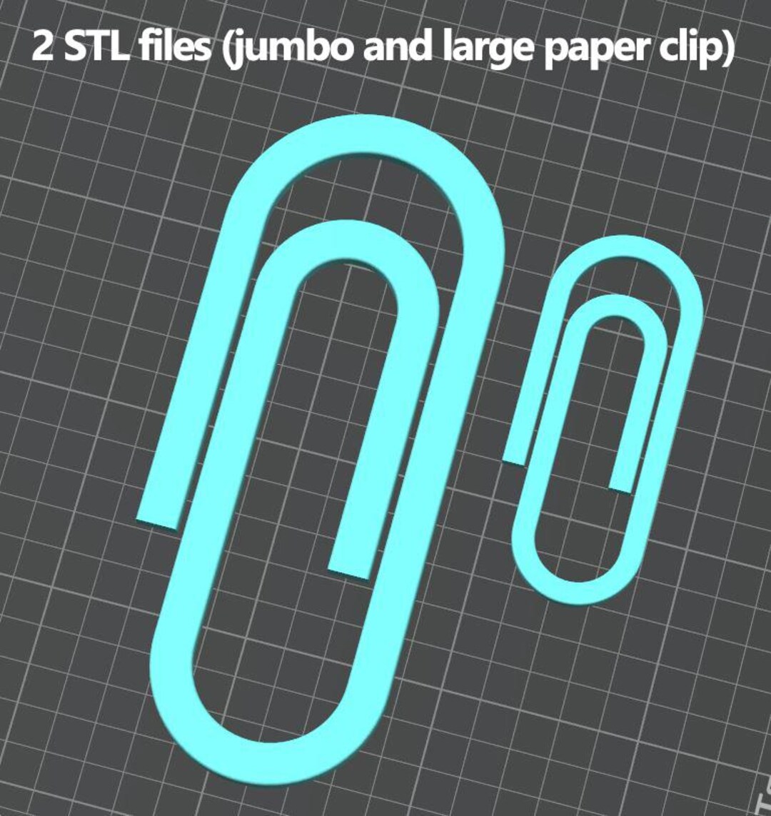 Two STL Files: One Jumbo Large Paper Clip STL File Plus a Large Size ...