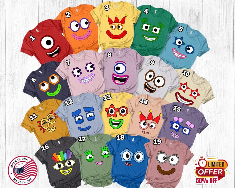 Numberblocks Tshirt, Numberblocks Family Birthday Shirt, Personalized 1 ...