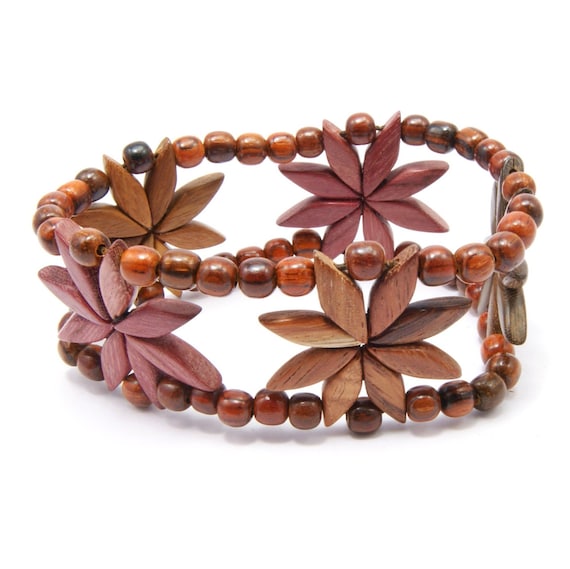 Exotic Handmade Wooden Jewelry Cuff Bracelet Tropical Wood Beads EE1913 Etsy