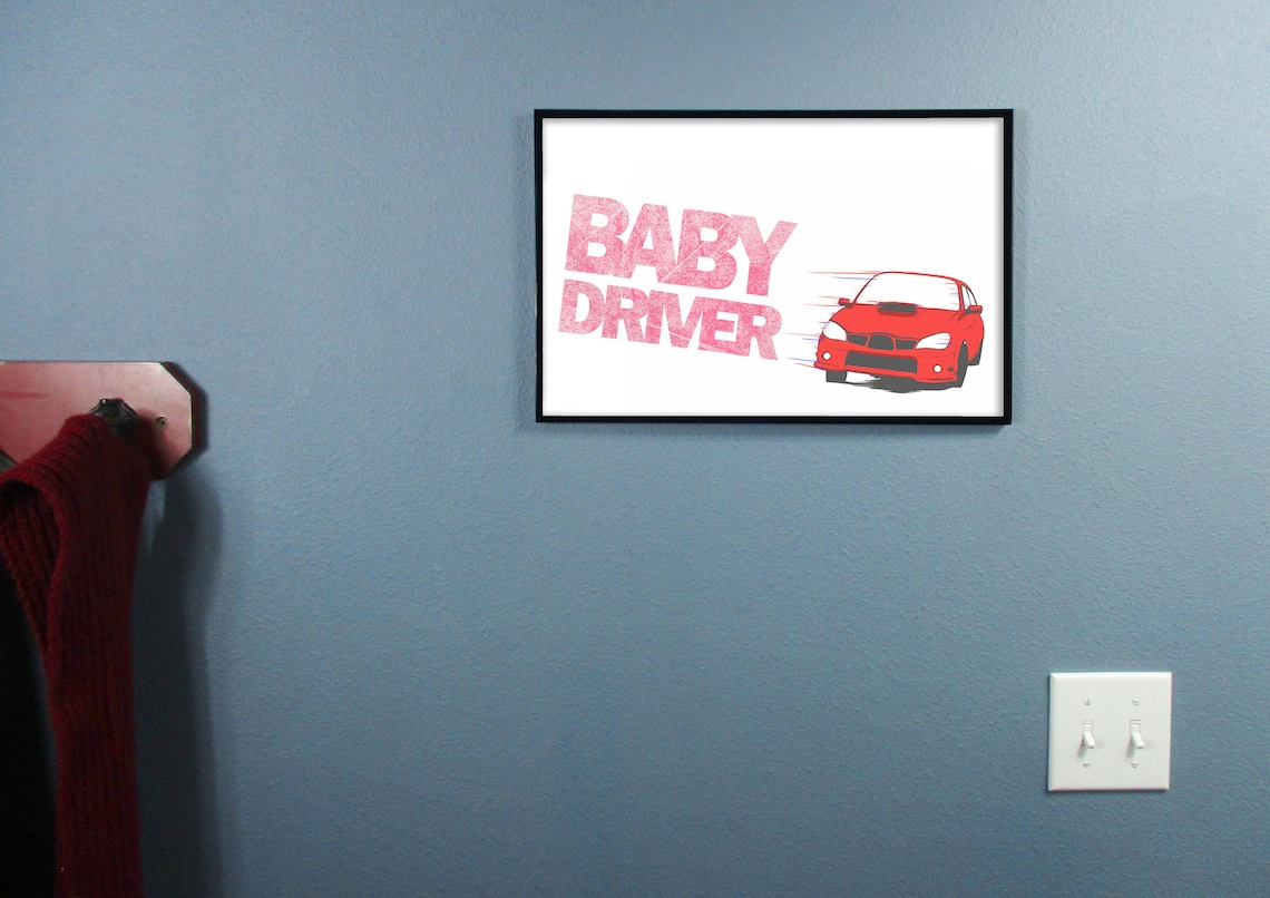 Baby Driver Red Subaru WRX Movie Poster | Etsy