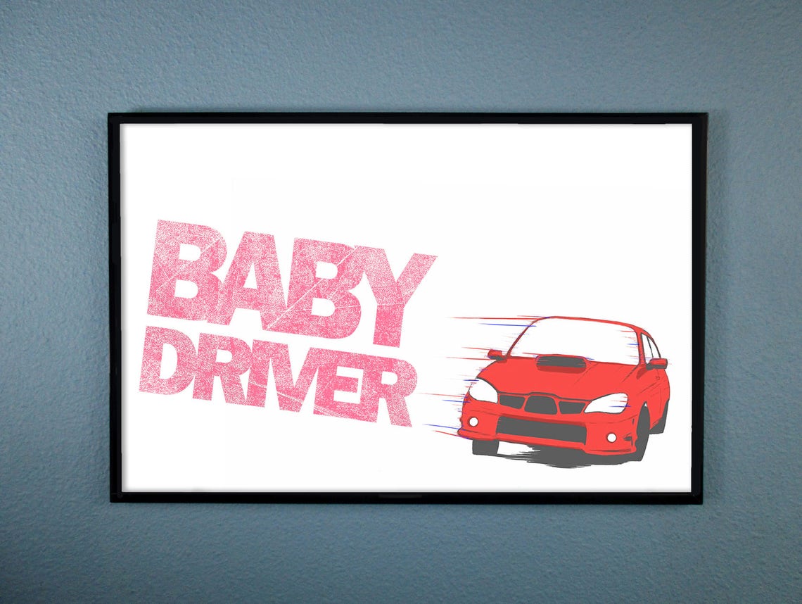 Baby Driver Red Subaru WRX Movie Poster | Etsy