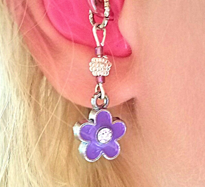 Hearing Aid Charms: Bright Enamel Rhinestone Flowers With Glass and ...