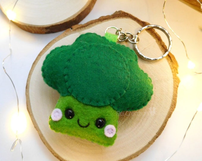 Fel Broccoli Kawaii Vegetable Cute Keychain Handmade, Felt Veggies ...
