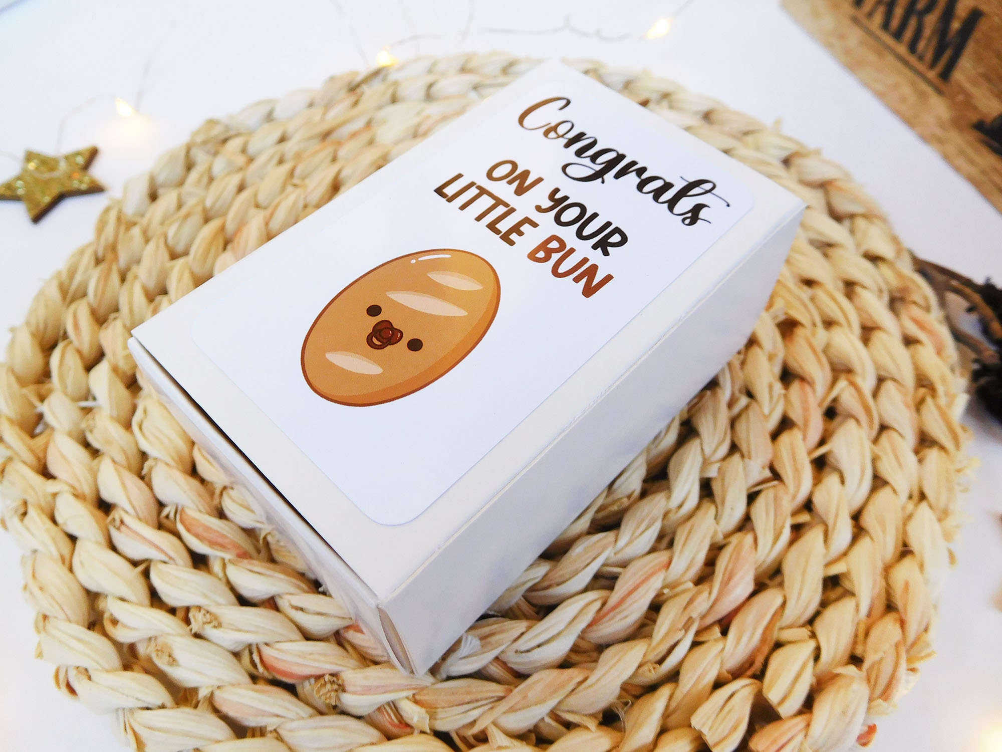 Felt Bun Bread Baby Shower Funny Newborn Gift Matchbox, New Mom, New ...