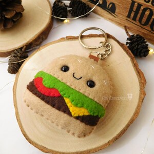Felt Cheeseburger Hamburger Kawaii Food Keychain, Fast Food Keychain ...