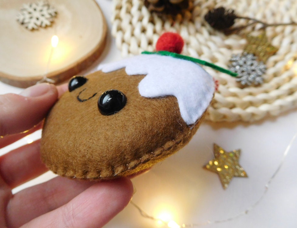 Felt Christmas Pudding Kawaii Tree Ornament, Festive Pudding, Christmas ...