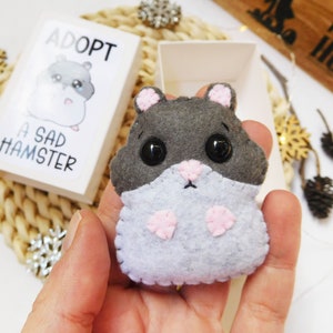 Felt Sad Hamster Plush in a Matchbox, Adopt an Animal, Trending Hamster ...