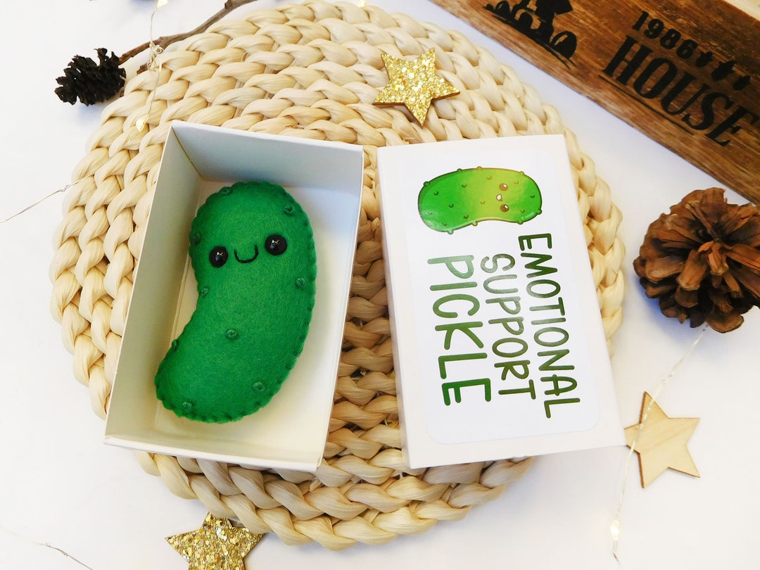 Emotional Support Felt Pickle Kawaii Plush in a Matchbox, Pocket Hug ...