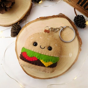 Felt Cheeseburger Hamburger Kawaii Food Keychain, Fast Food Keychain ...