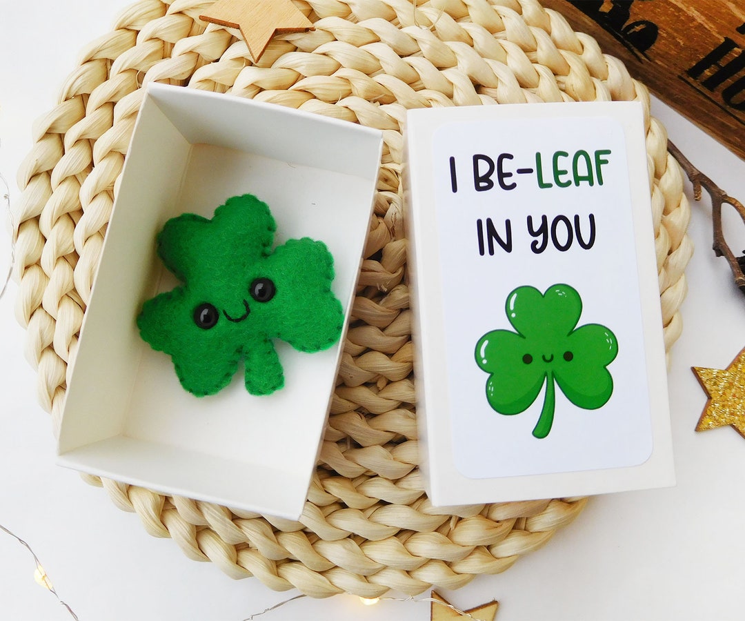 Felt Motivational Clover Shamrock Kawaii in a Matchbox, St. Patrick's ...