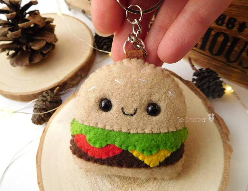 Felt Cheeseburger Hamburger Kawaii Food Keychain Fast Food - Etsy