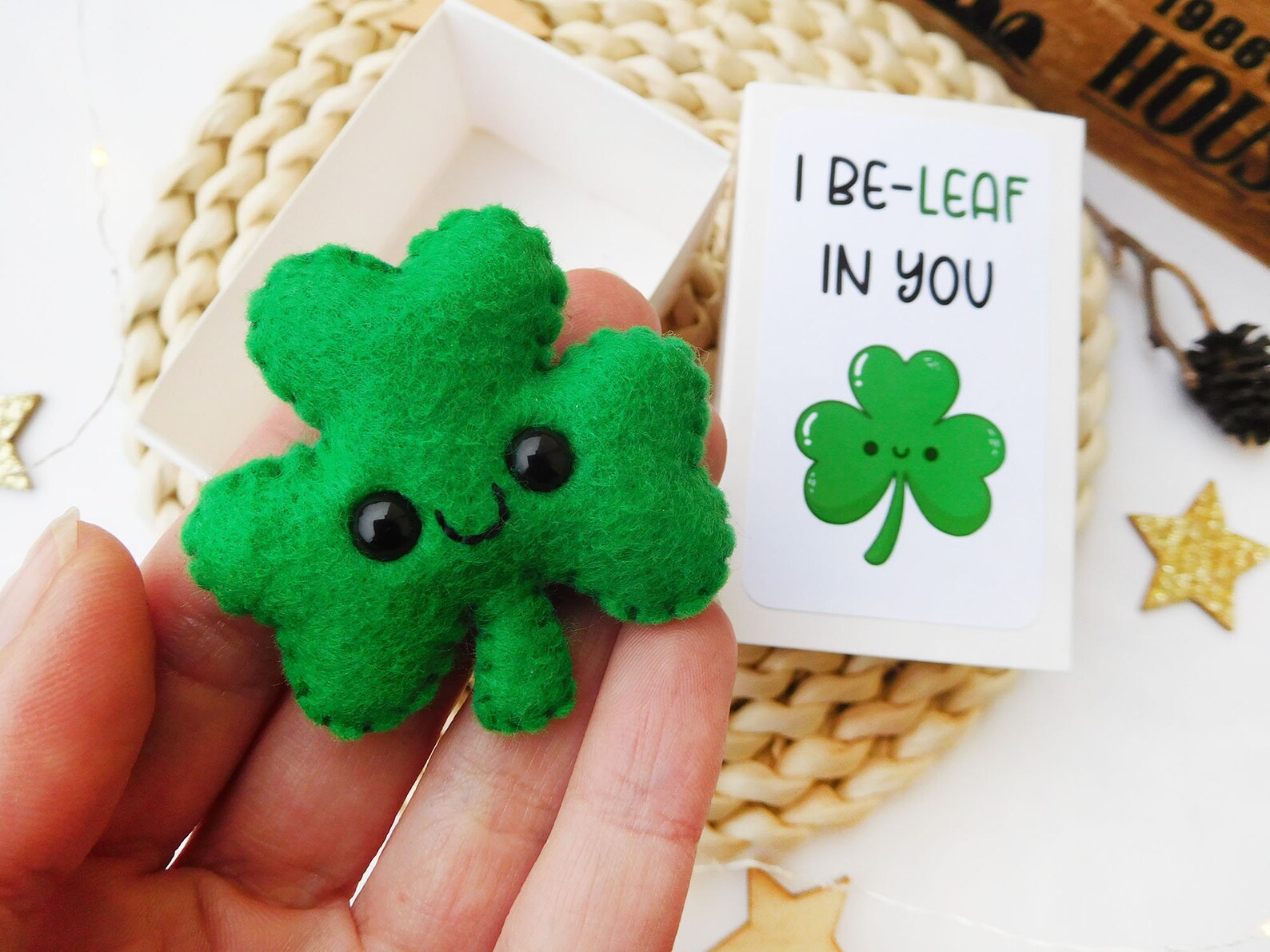 Felt Motivational Clover Shamrock Kawaii in a Matchbox, St. Patrick's ...