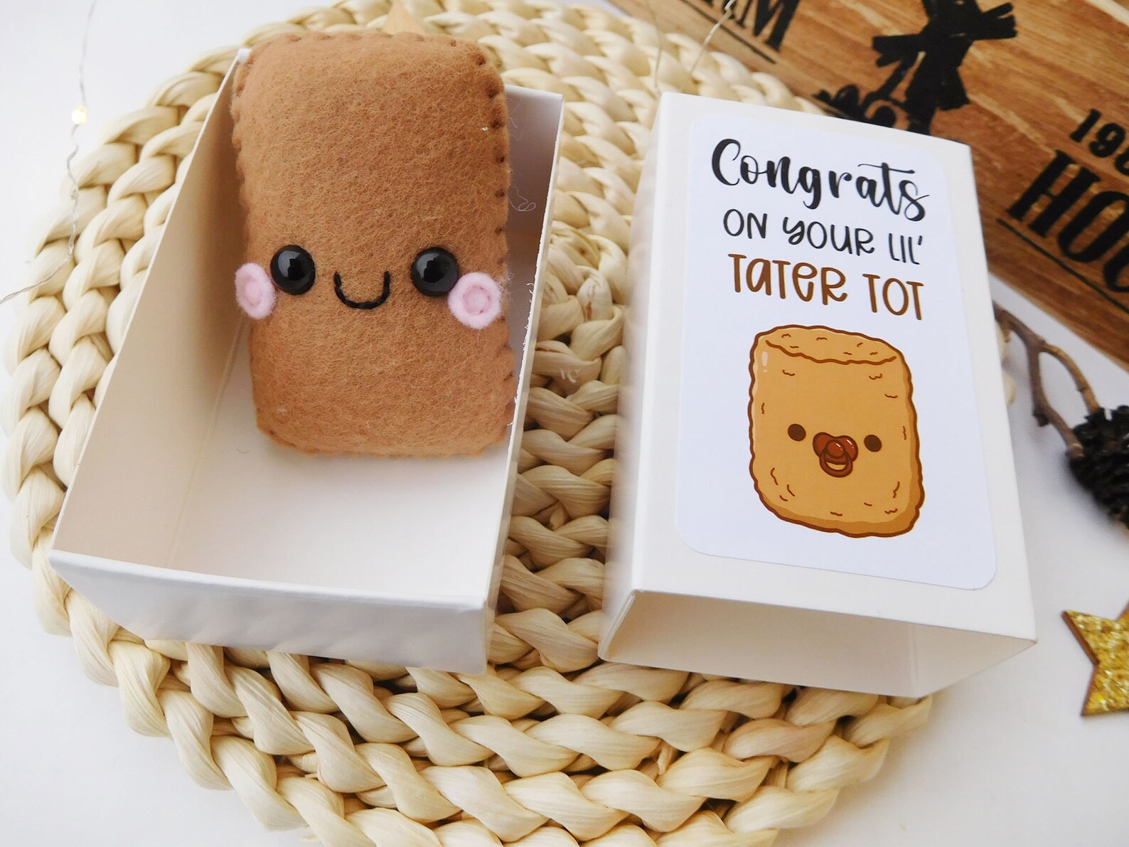 Felt Tater Tot Potato in a Matchbox Baby Shower, Congrats on Pregnancy ...
