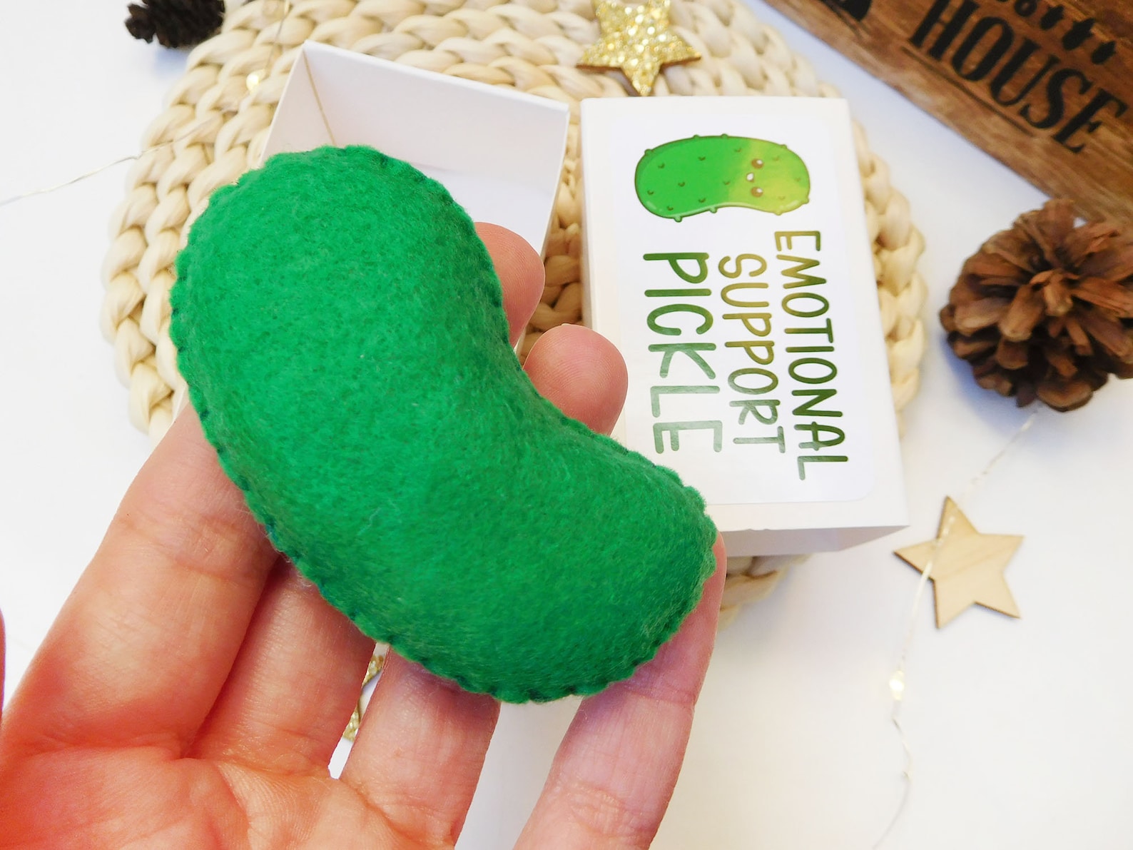 Emotional Support Felt Pickle Kawaii Plush in a Matchbox, Pocket Hug ...
