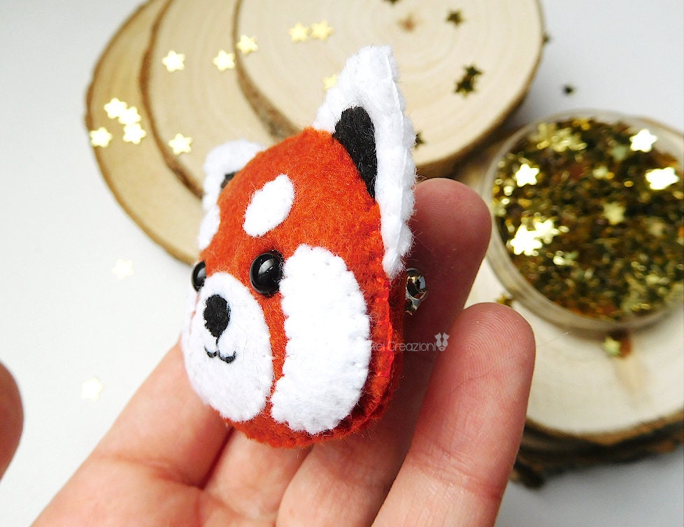 Felt red panda pin brooch kawaii zoo animals | Etsy