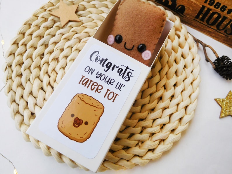 Felt Tater Tot Potato in a Matchbox Baby Shower, Congrats on Pregnancy ...