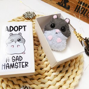 Felt Sad Hamster Plush in a Matchbox, Adopt an Animal, Trending Hamster ...
