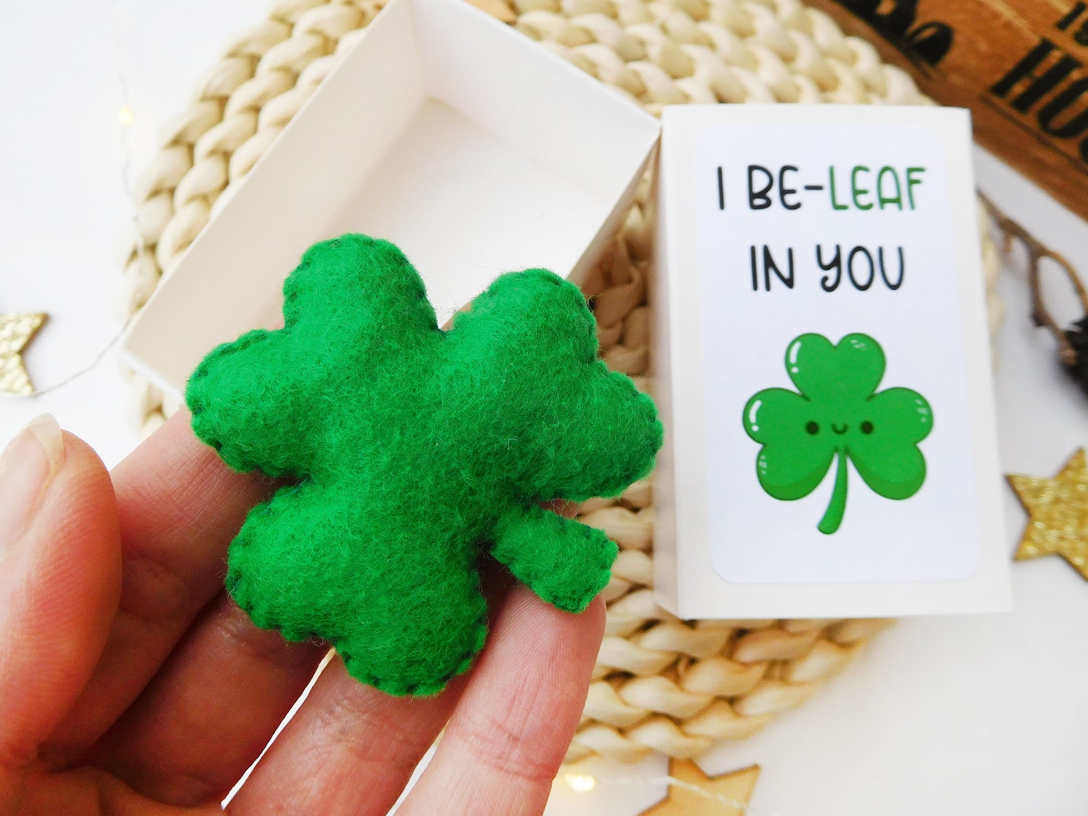 Felt Motivational Clover Shamrock Kawaii in a Matchbox, St. Patrick's ...