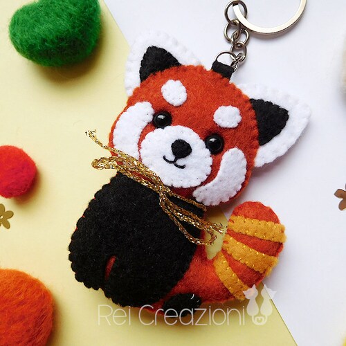 Felt Red Panda Keychain Ornament Kawaii Bag Charm Zoo Animal | Etsy