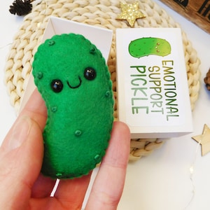 Emotional Support Felt Pickle Kawaii Plush in a Matchbox, Pocket Hug ...
