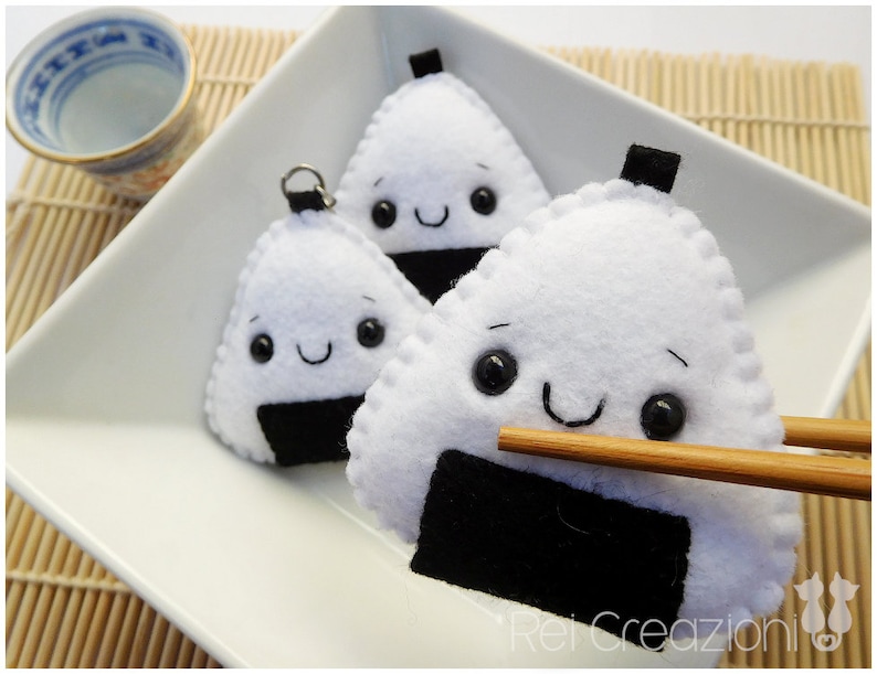 Felt Japanese Food Onigiri Rice Ball Keychain Kawaii - Etsy