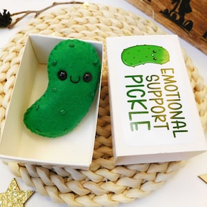 Emotional Support Felt Pickle Kawaii Plush in a Matchbox, Pocket Hug ...
