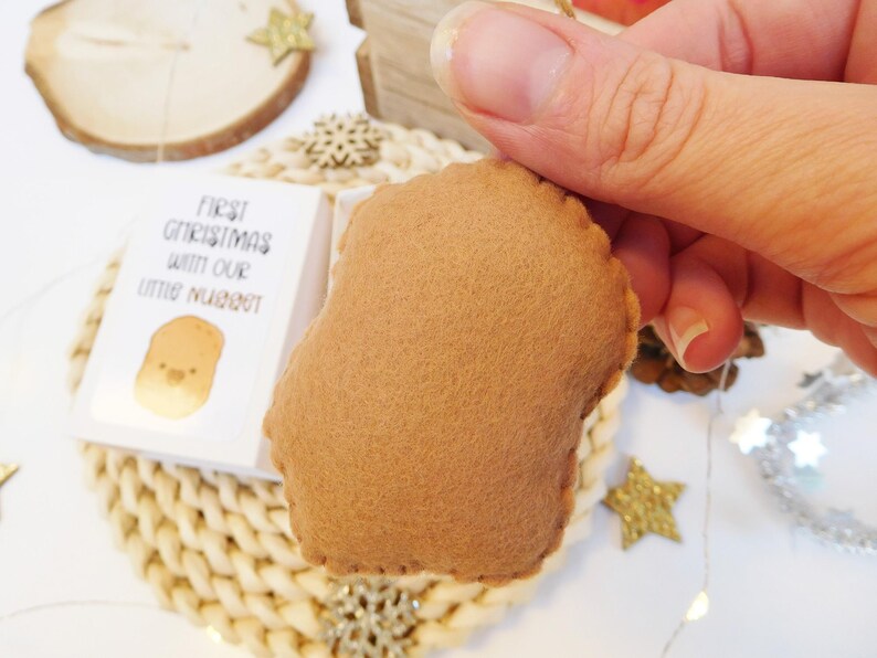 Felt Chicken Nugget Baby First Christmas Ornament in a Matchbox ...