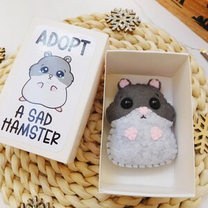 Felt Sad Hamster Plush in a Matchbox, Adopt an Animal, Trending Hamster ...