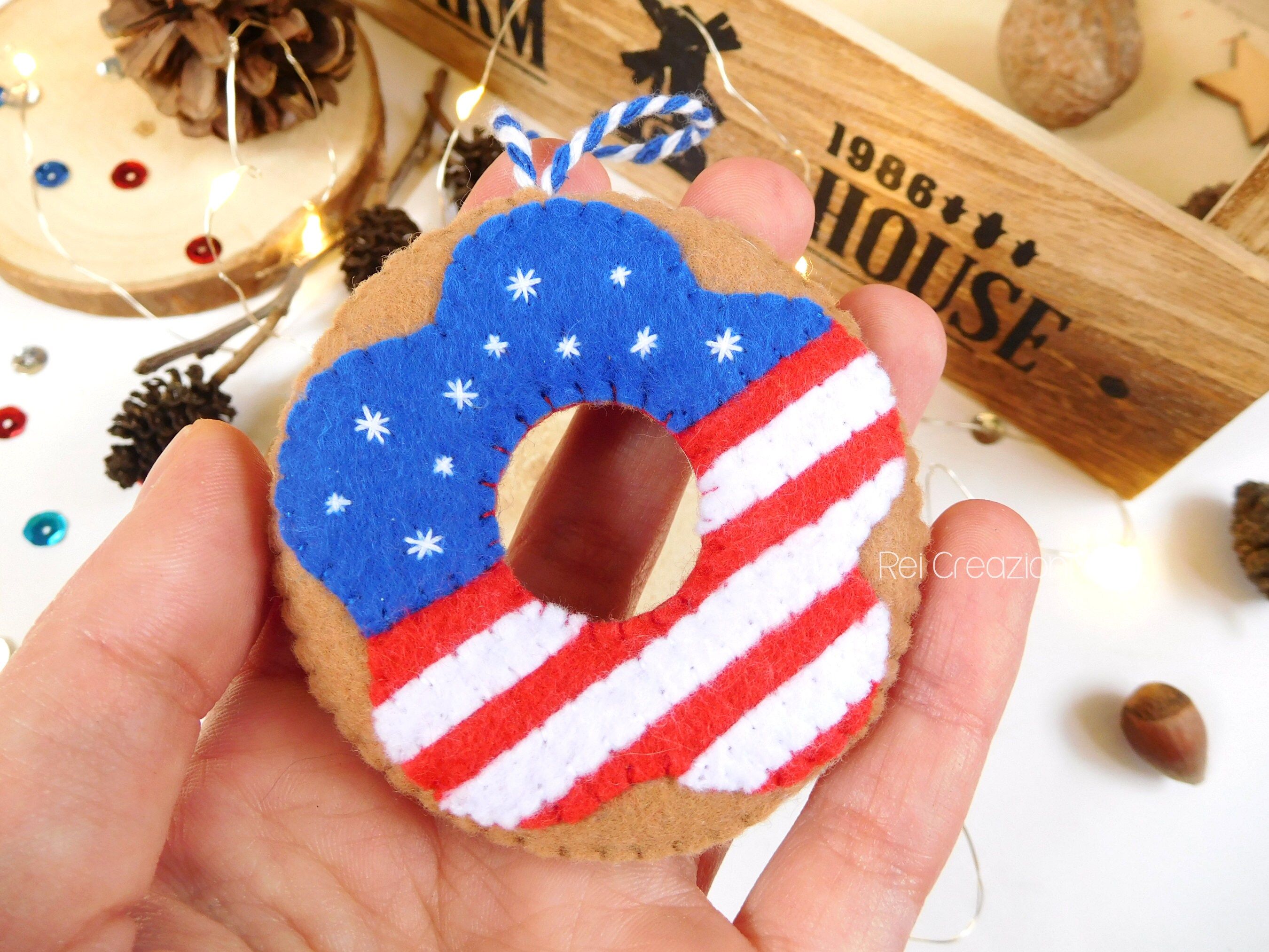 Felt Patriotic USA Donut Independence Day Ornament July 4th Decoration ...