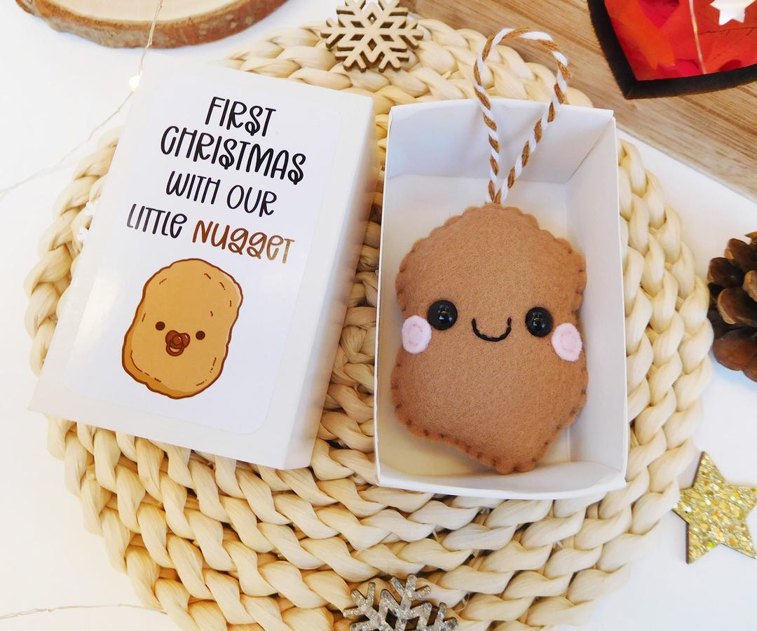 Felt Chicken Nugget Baby First Christmas Ornament in a Matchbox ...
