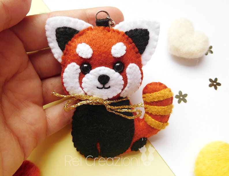 Felt Red Panda Keychain Ornament Kawaii Bag Charm Zoo Animal - Etsy