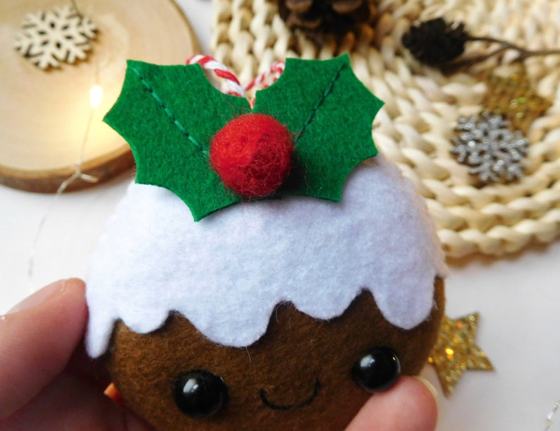 Felt Christmas Pudding Kawaii Tree Ornament, Festive Pudding, Christmas ...