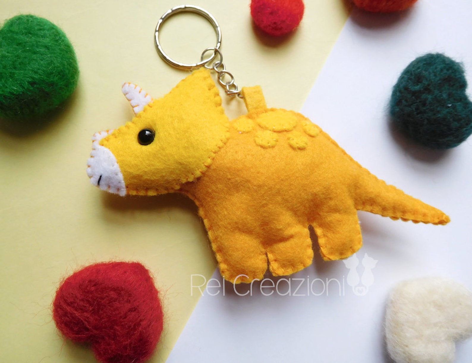 Felt Dinosaur Brachiosaurus Triceratops Keychain | Etsy