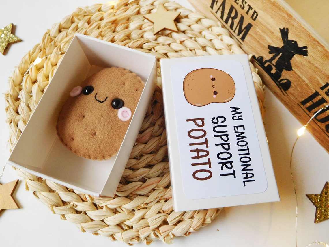 Felt Emotional Support Potato in a Matchbox, Positive Potato, Positive ...