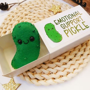 Emotional Support Felt Pickle Kawaii Plush in a Matchbox, Pocket Hug ...