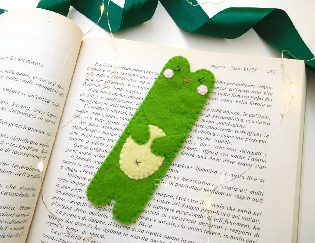 Felt Frog Kawaii Bookmark for Book Reader Lover, Handmade Bookmark ...