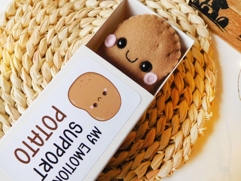 Felt Emotional Support Potato in a Matchbox, Positive Potato, Positive ...