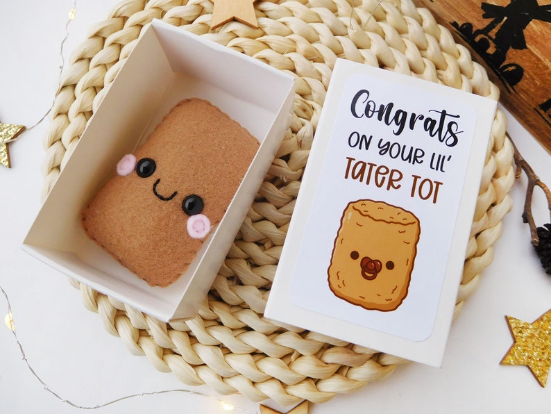 Felt Tater Tot Potato in a Matchbox Baby Shower, Congrats on Pregnancy ...