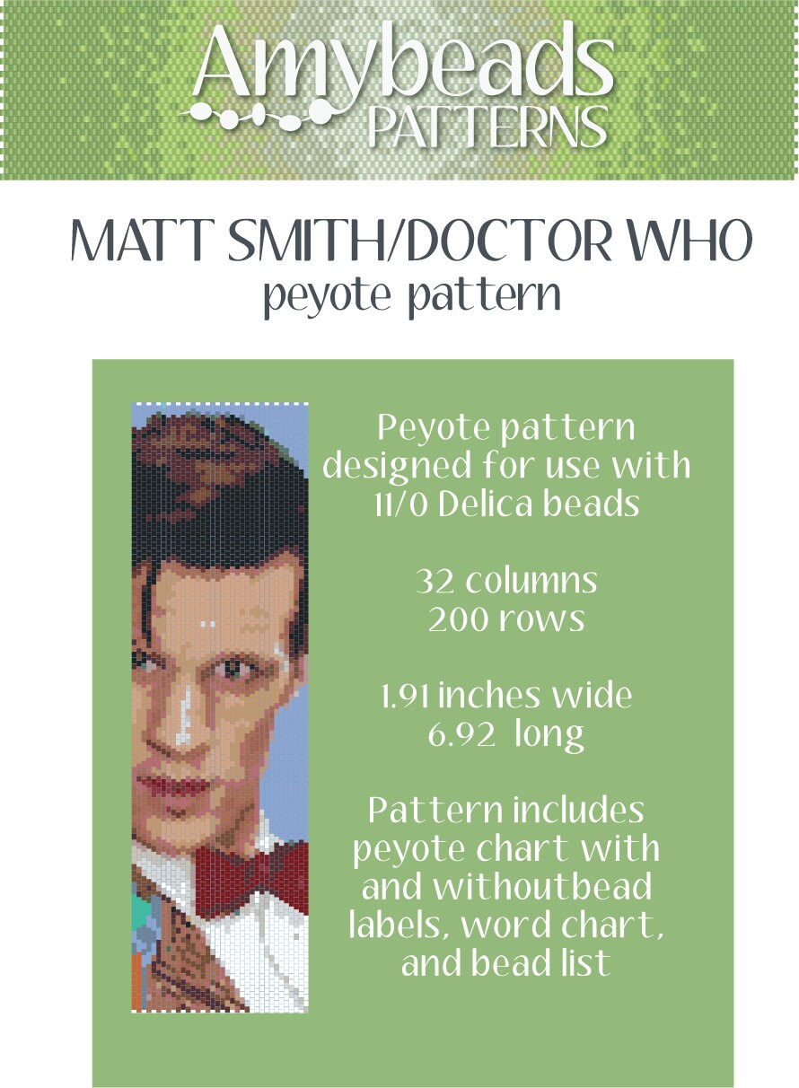 Matt Smith Eleventh Doctor Who Peyote Pattern - Etsy