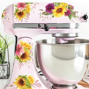 Sunflower Dahlia Mixer Decals: Watercolor Floral Kitchen Decals - Etsy