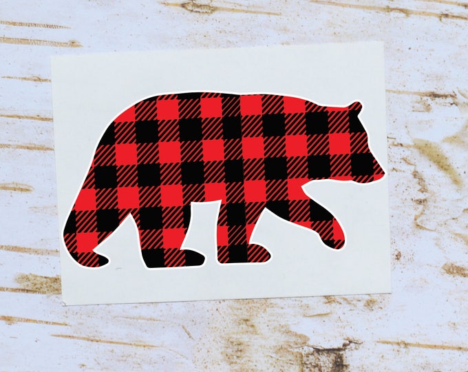 Plaid Moose Sticker Moose Vinyl Decal Buffalo Plaid Decal | Etsy