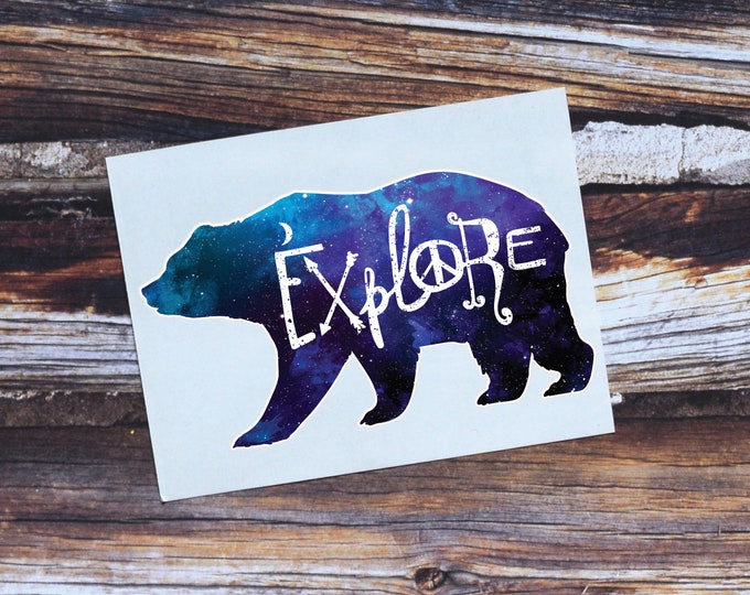 Bear Mountain Sticker Bear Vinyl Decal Mountain Decal - Etsy