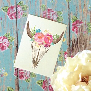 Steer Skull Sticker Peony Mixed Floral Tribal Skull Decal - Etsy