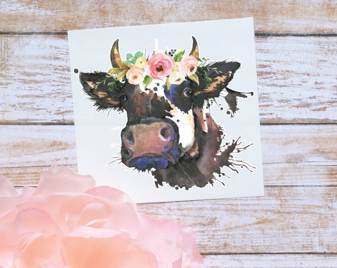 Cow Floral Sticker Heifer Flower Bouquet Tumbler Decal Cow | Etsy