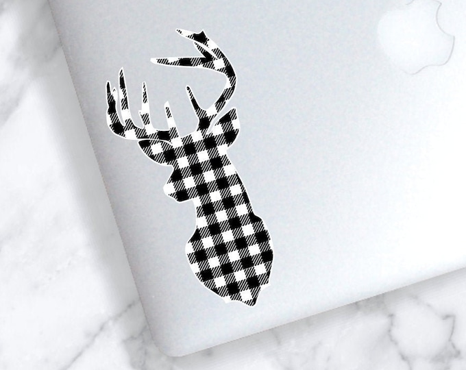 Plaid Moose Sticker Moose Vinyl Decal Buffalo Plaid Decal | Etsy